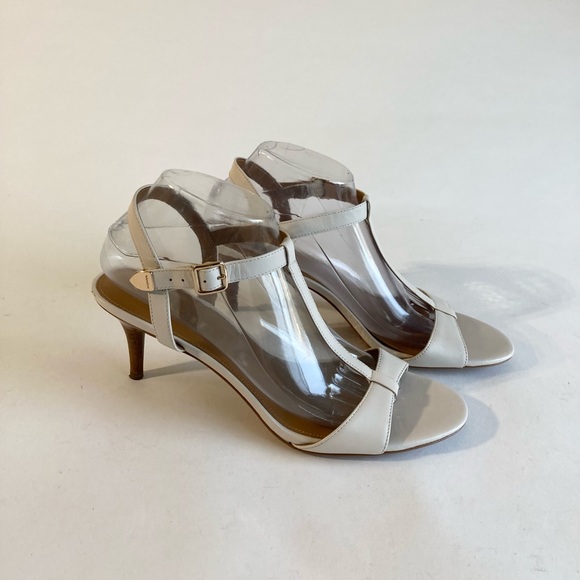 Coach | Shoes | Coach Ivory Leather Heel Sandals Size 95 | Poshmark